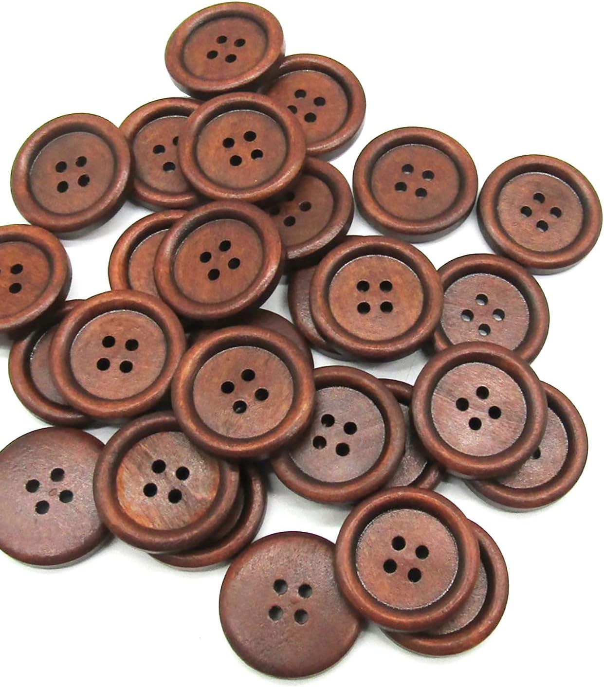 Amazon.com: pson 60PCS 1Inch Natural Wooden Buttons, 4 Hole Round ...