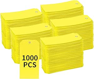 Amazon.com : 1000 Pieces 4 3/4" x 2 3/8" Plastic Shipping Tags Yellow ...