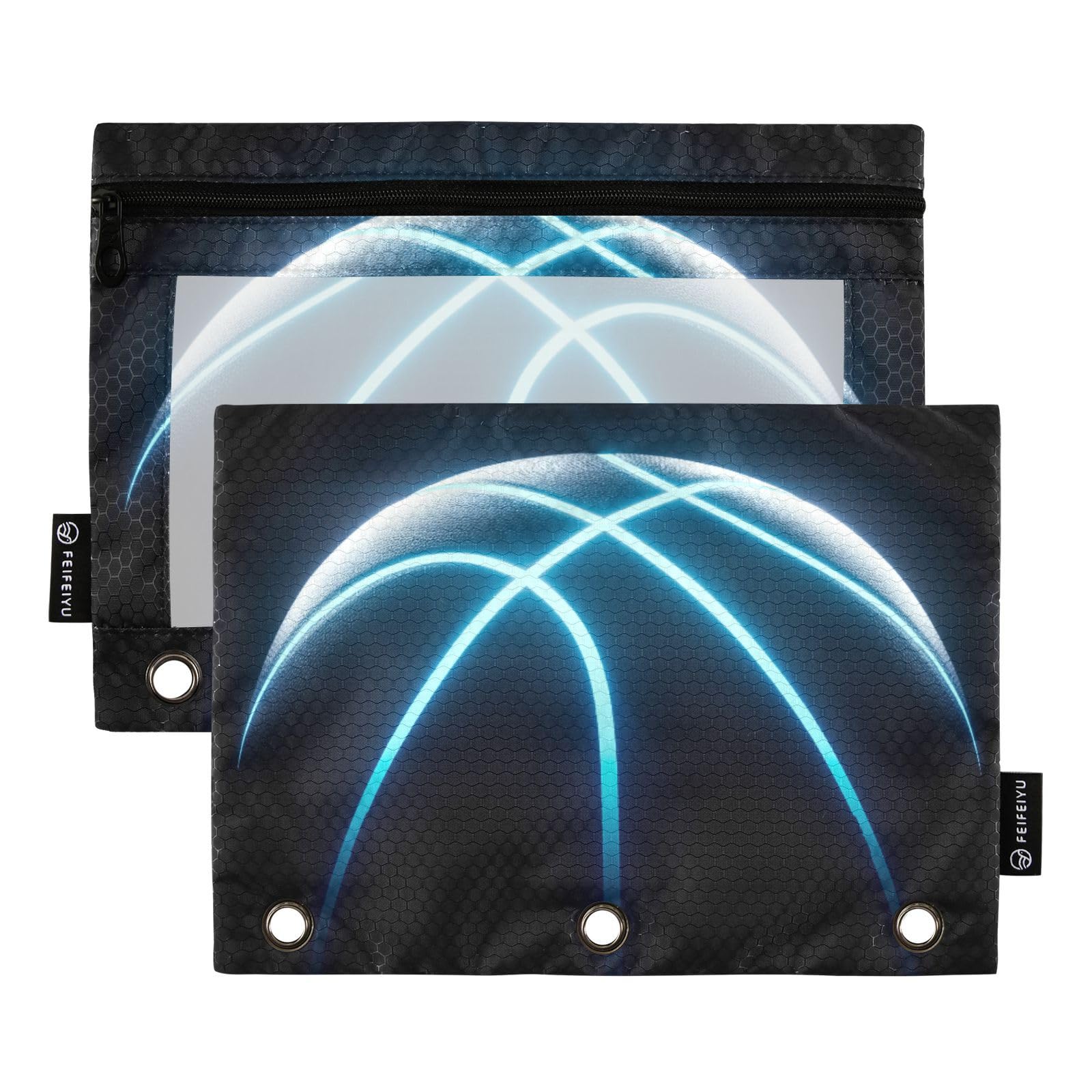 Amazon.com : Kigai Black Basketball Binder Pencil Pouch 3 Ring,Zipper ...