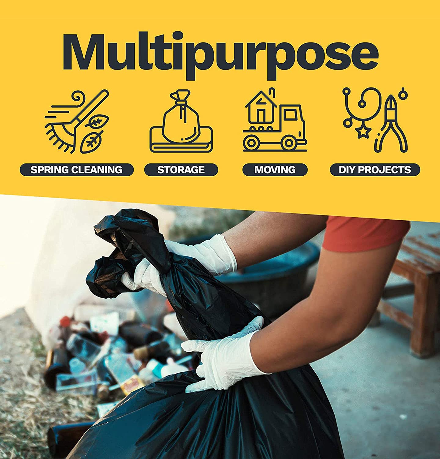 ToughBag 55 Gallon Trash Bags, Large 55-60 Gallon Industrial Trash Bags ...