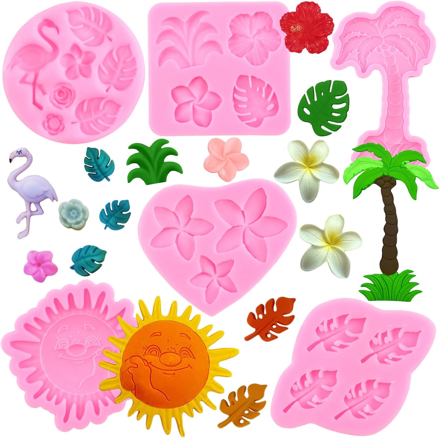 Amazon.com: LKDQUTHM Tropical Leaf Flamingo Silicone Mold Hibiscus ...