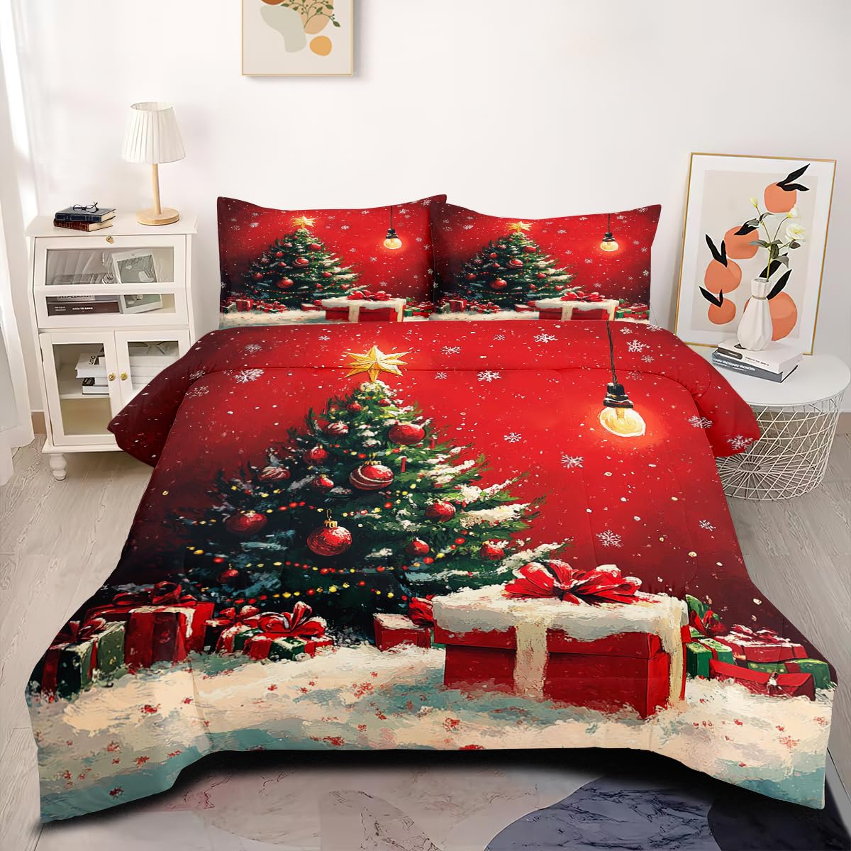 Amazon.com: CCoutueChen Merry Christmas Comforter King Size, Christmas ...