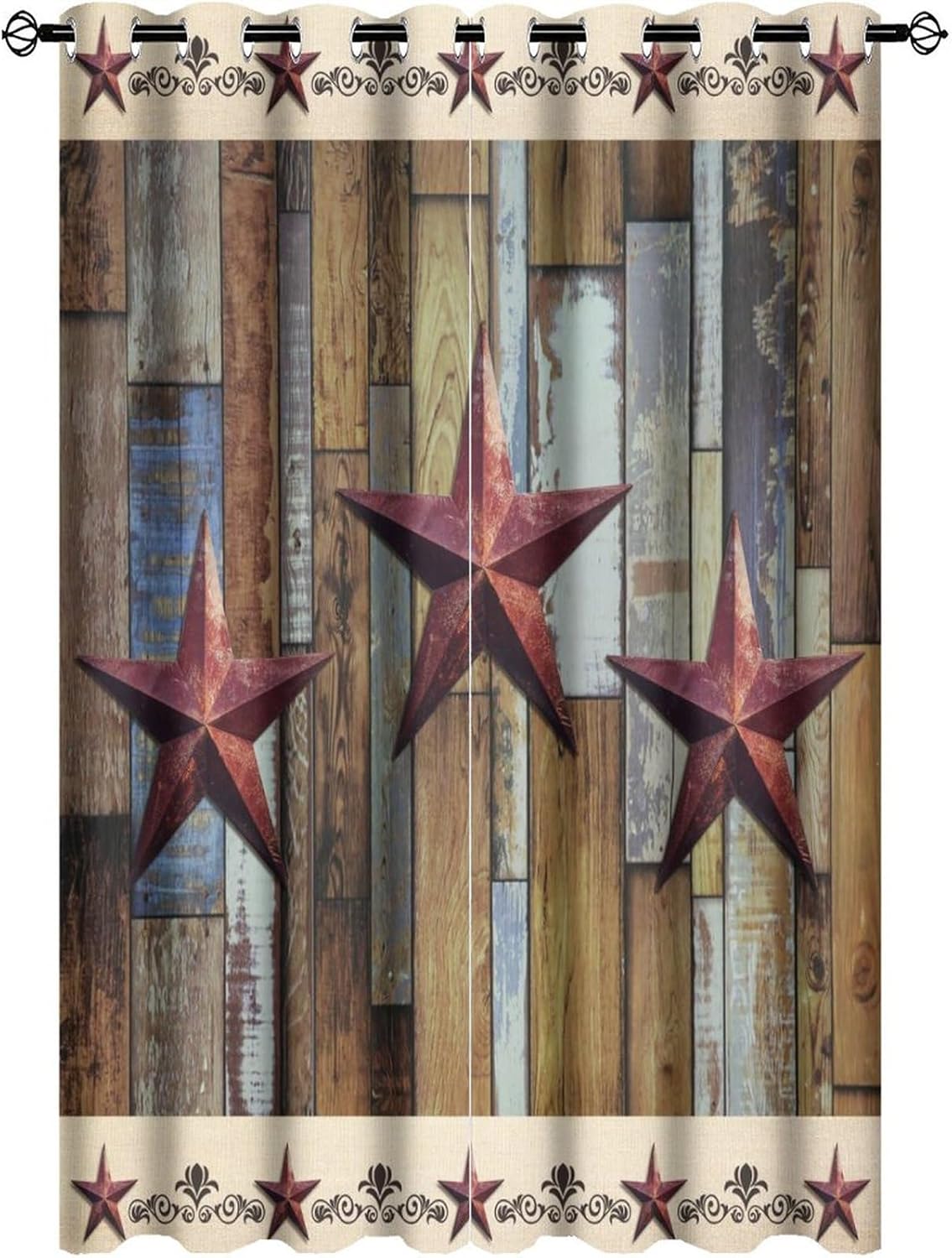 Amazon.com: Rustic Western Barn Door Curtains, Vintage Brown Gray ...