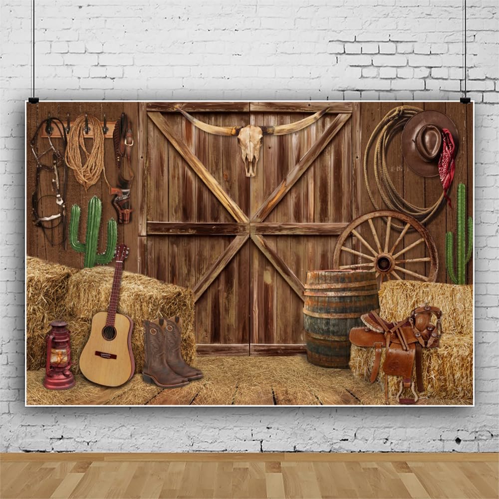 Amazon.com : Leowefowa 12x10ft Vinyl Western Barn Backdrop Wild West ...