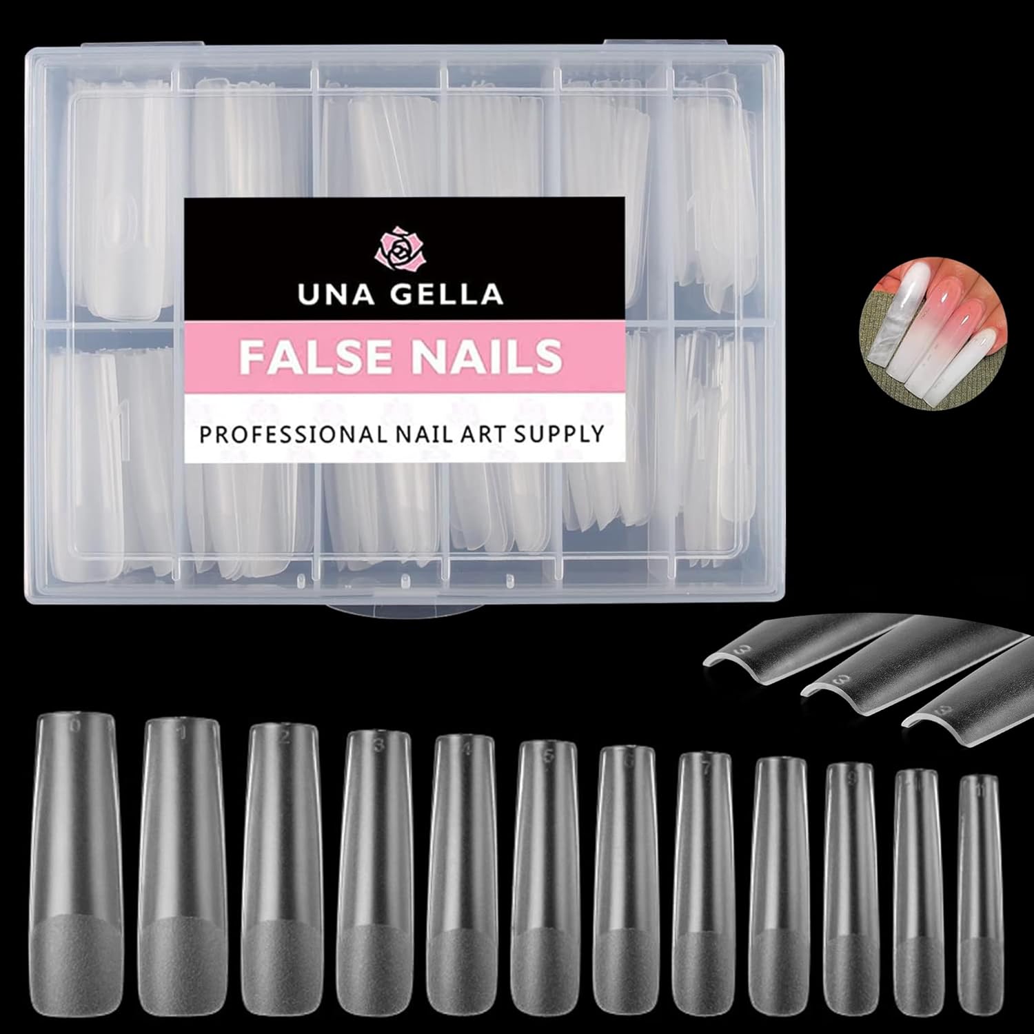 Amazon.com: UNA GELLA XXL Long Square Nail Tips No Need File 216pcs ...