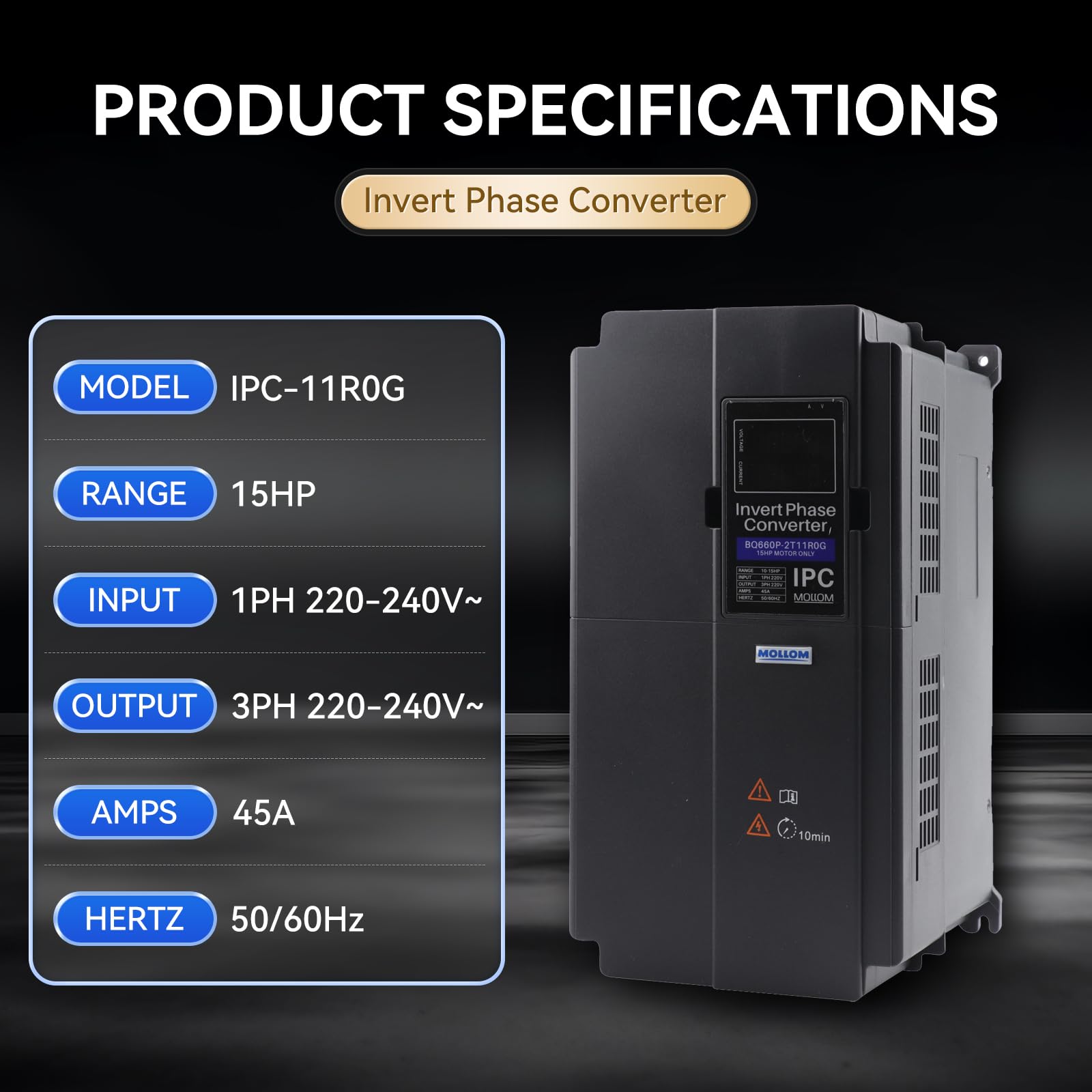 Snapklik.com : 11KW 220V Single To 3 Phase Invert Phase Converter-15HP ...