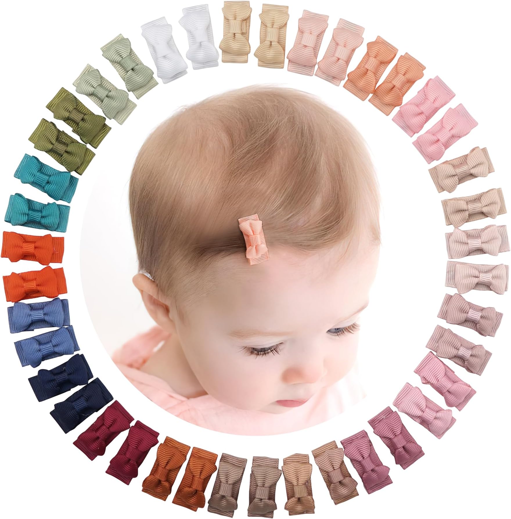 Amazon.com: Grosgrain Ribbon Hair Bows Clips for Infant Girls - Fully ...