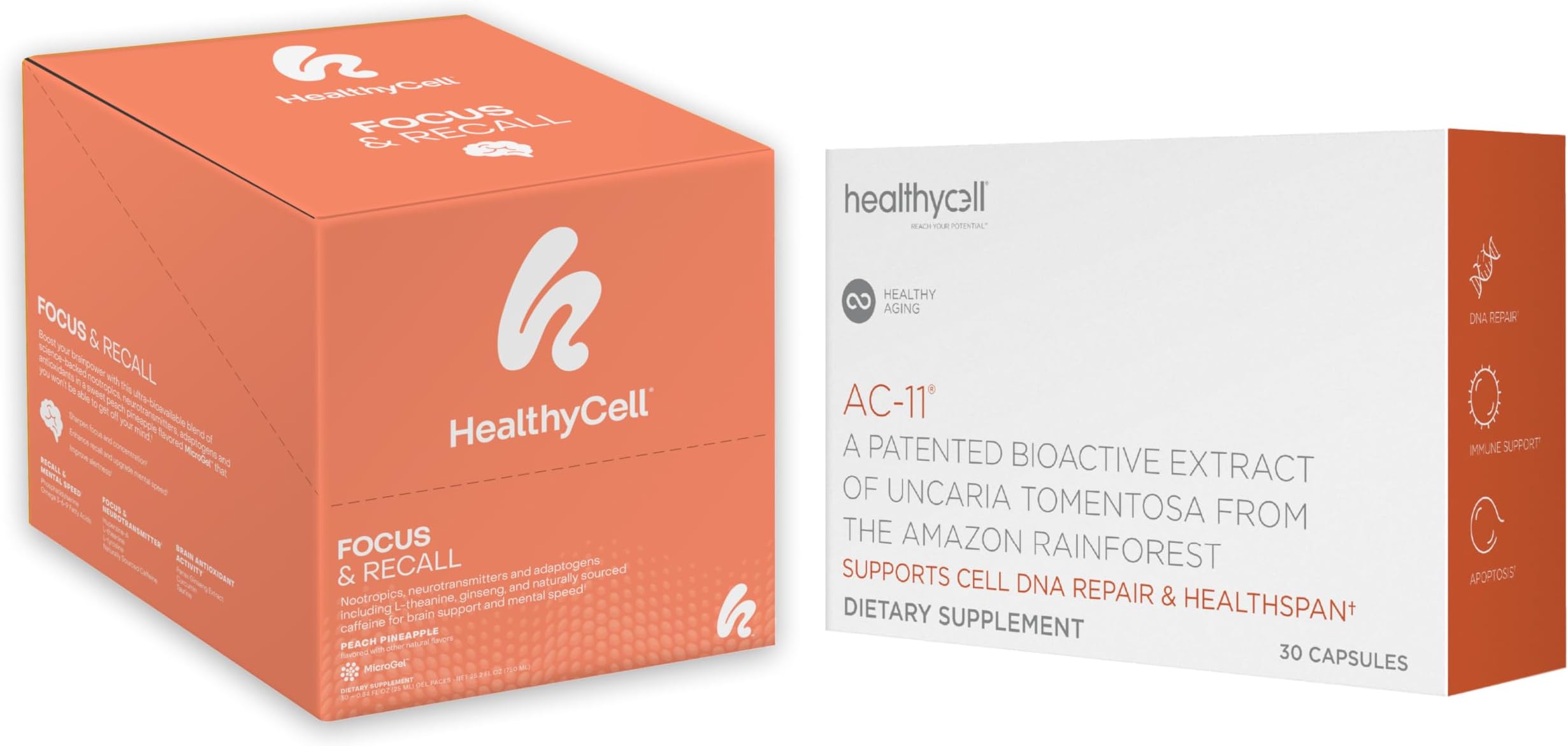 Amazon.com: Healthycell Focus + Recall & AC-11 Bundle | Nootropic Brain ...
