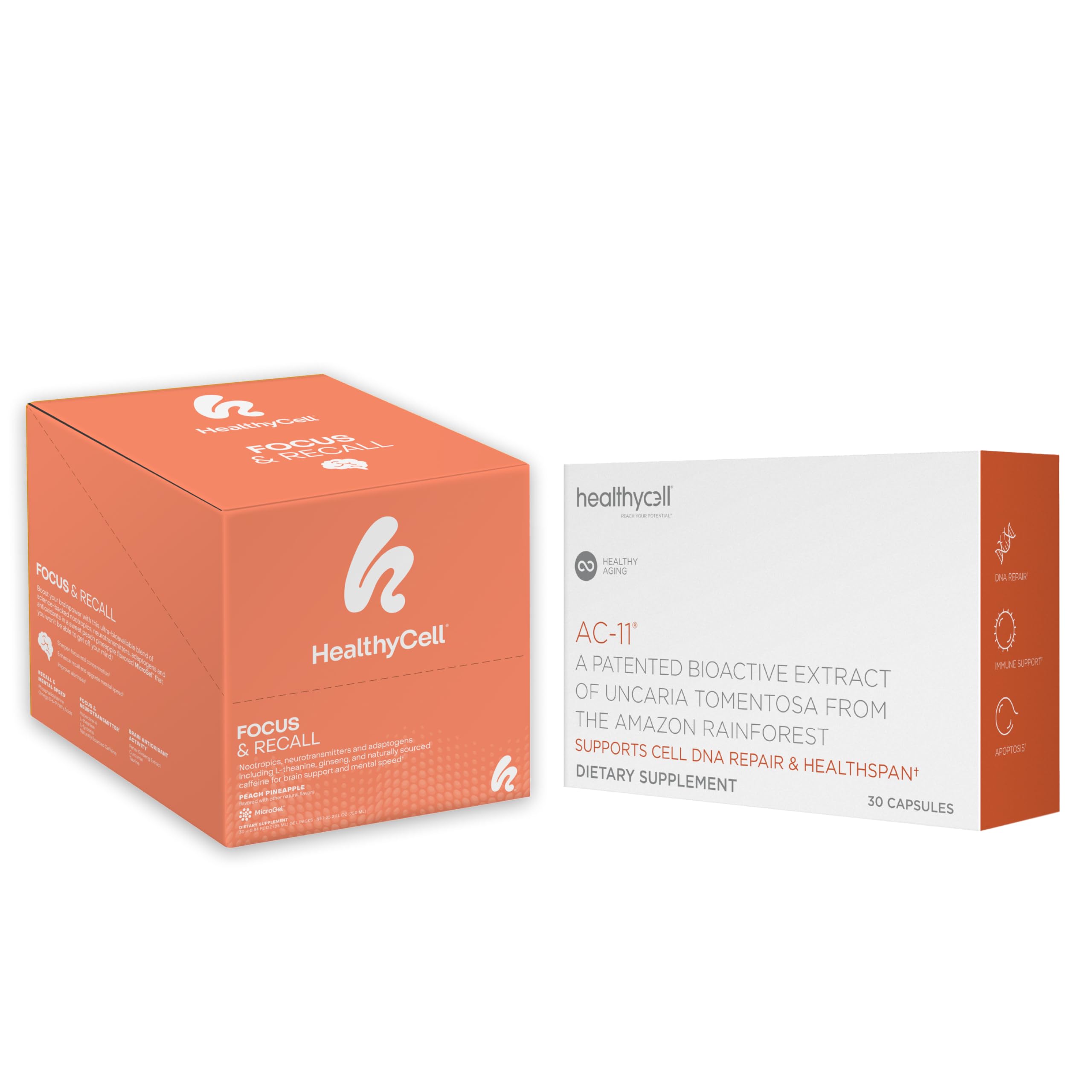 Amazon.com: Healthycell Focus + Recall & AC-11 Bundle | Nootropic Brain ...