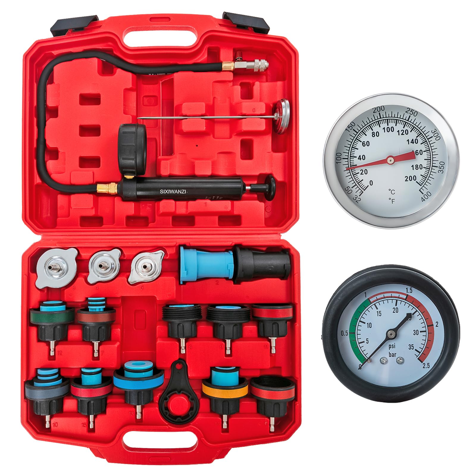 Amazon.com: SIXIWANZI Coolant Pressure Tester Kit, 18pc Universal ...
