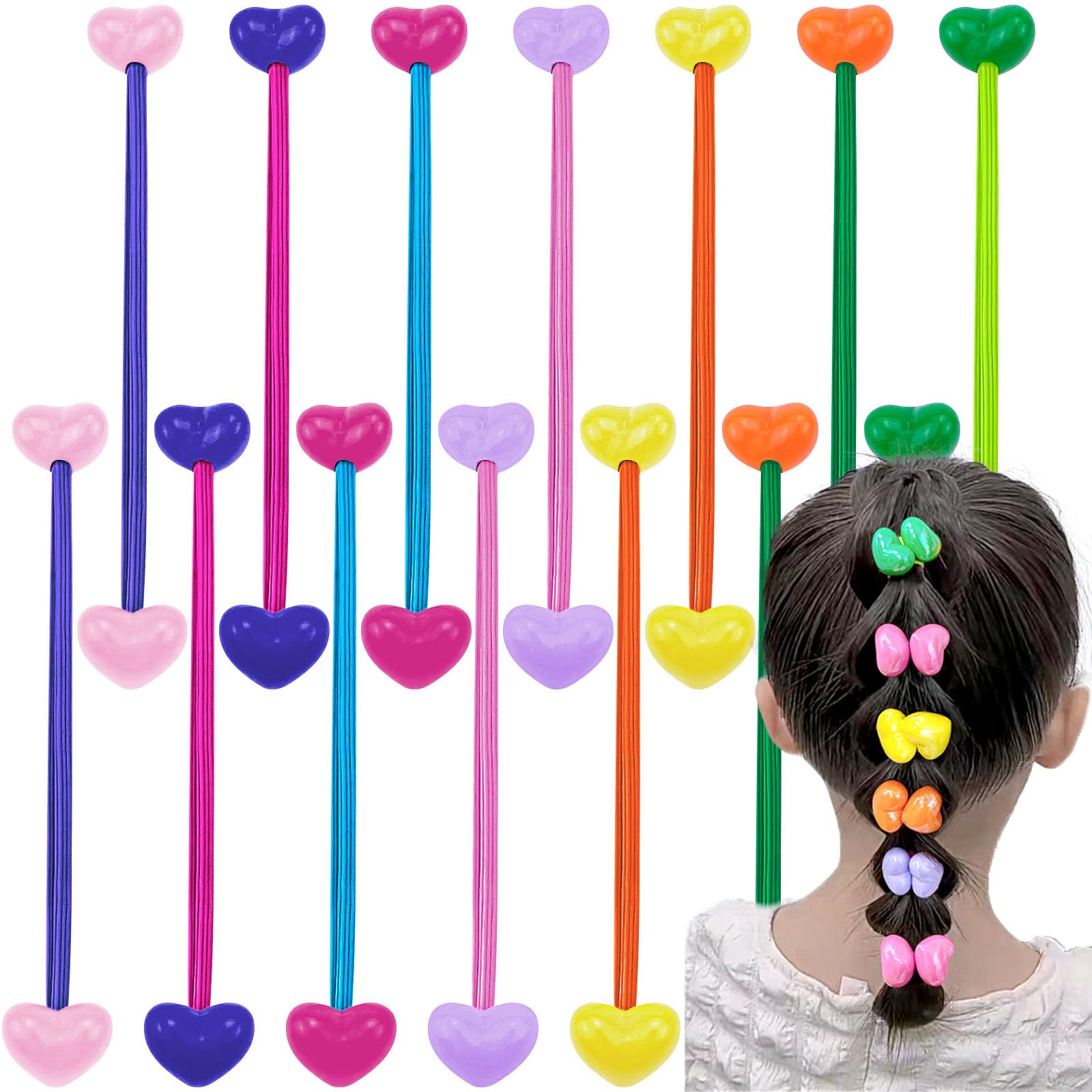 Amazon.com : 14Pcs Heart Ball Charm Hair Ties Colorful Ponytail Holders ...