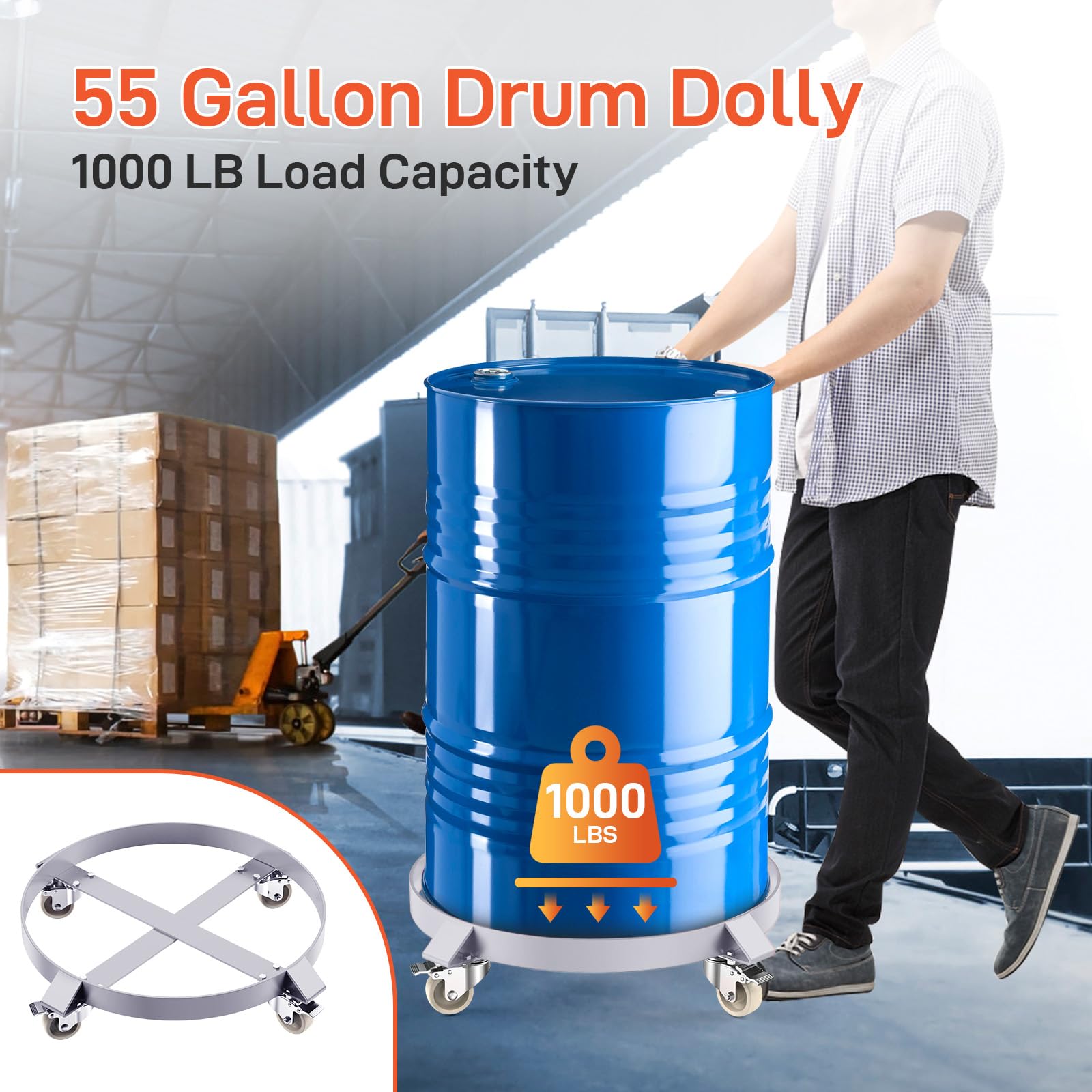 Snapklik.com : 55 Gallon Drum Dolly,2 PCS Heavy Duty Steel 1000 Pound ...