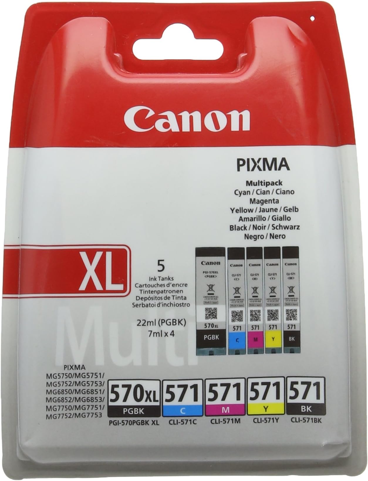 Canon Original PGI-580 PGBK, CLI-581 (C/M/Y/BK) Ink Cartridge - Black ...