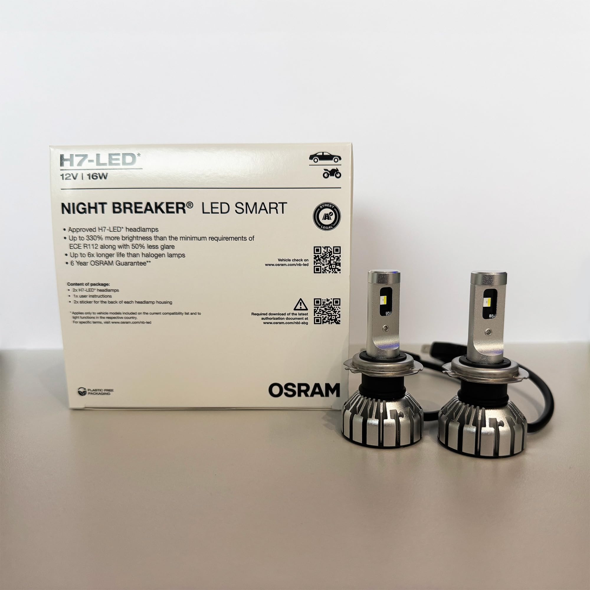 Osram H7 NIGHT BREAKER LED SMART +330% StVZO-Konforme Werkstatt Profi ...