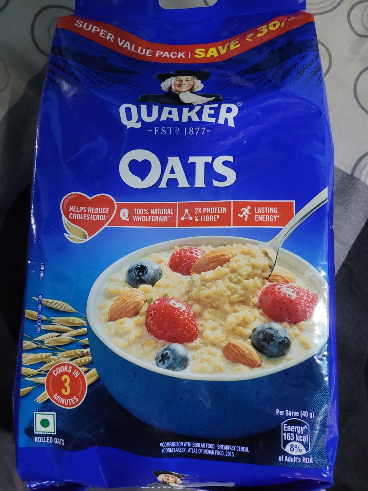 Quaker Oats 2kg | Rolled Oats | 100% Natural Wholegrain | Nutritious ...