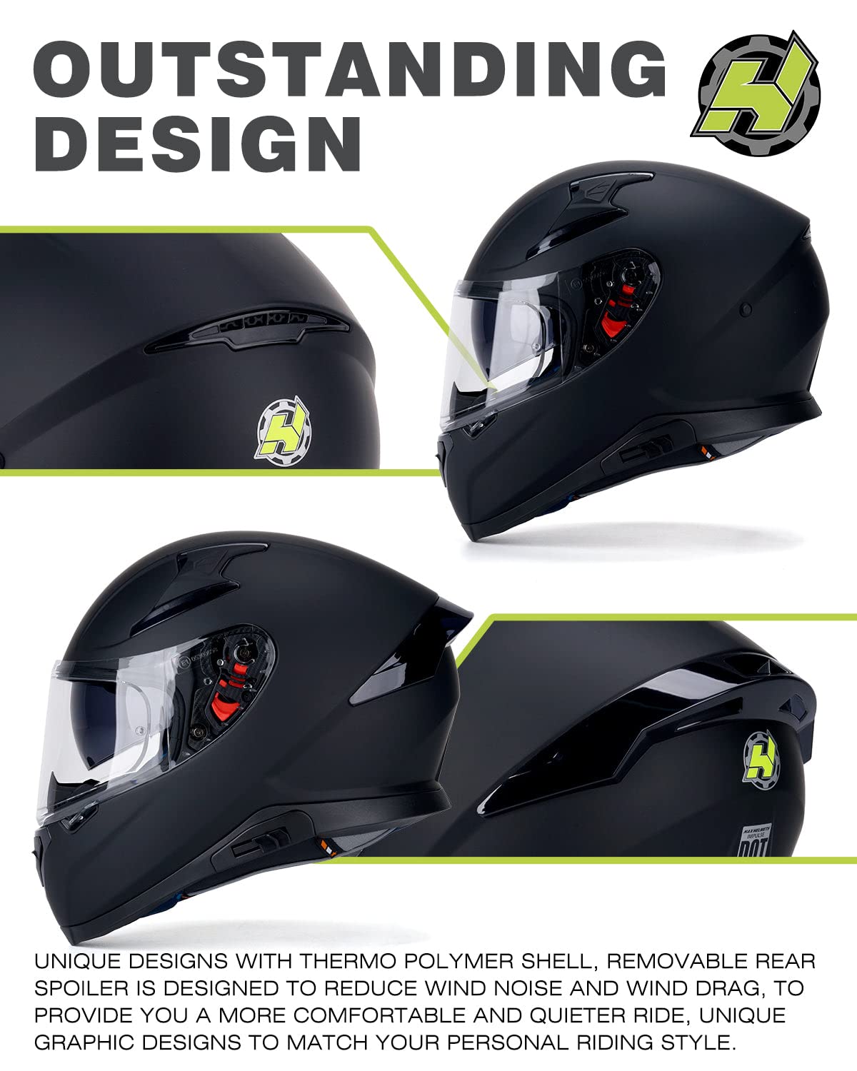 Snapklik.com : HAX Full Face Motorcycle DOT Approved Helmet