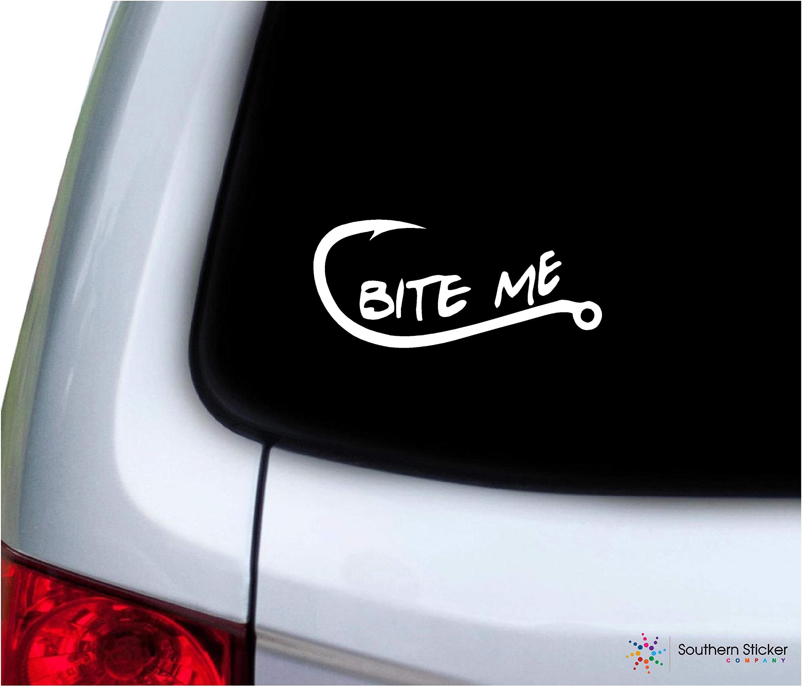 Amazon.com: Bite Me Decal Fishing Car Truck Automotive Window Vinyl ...