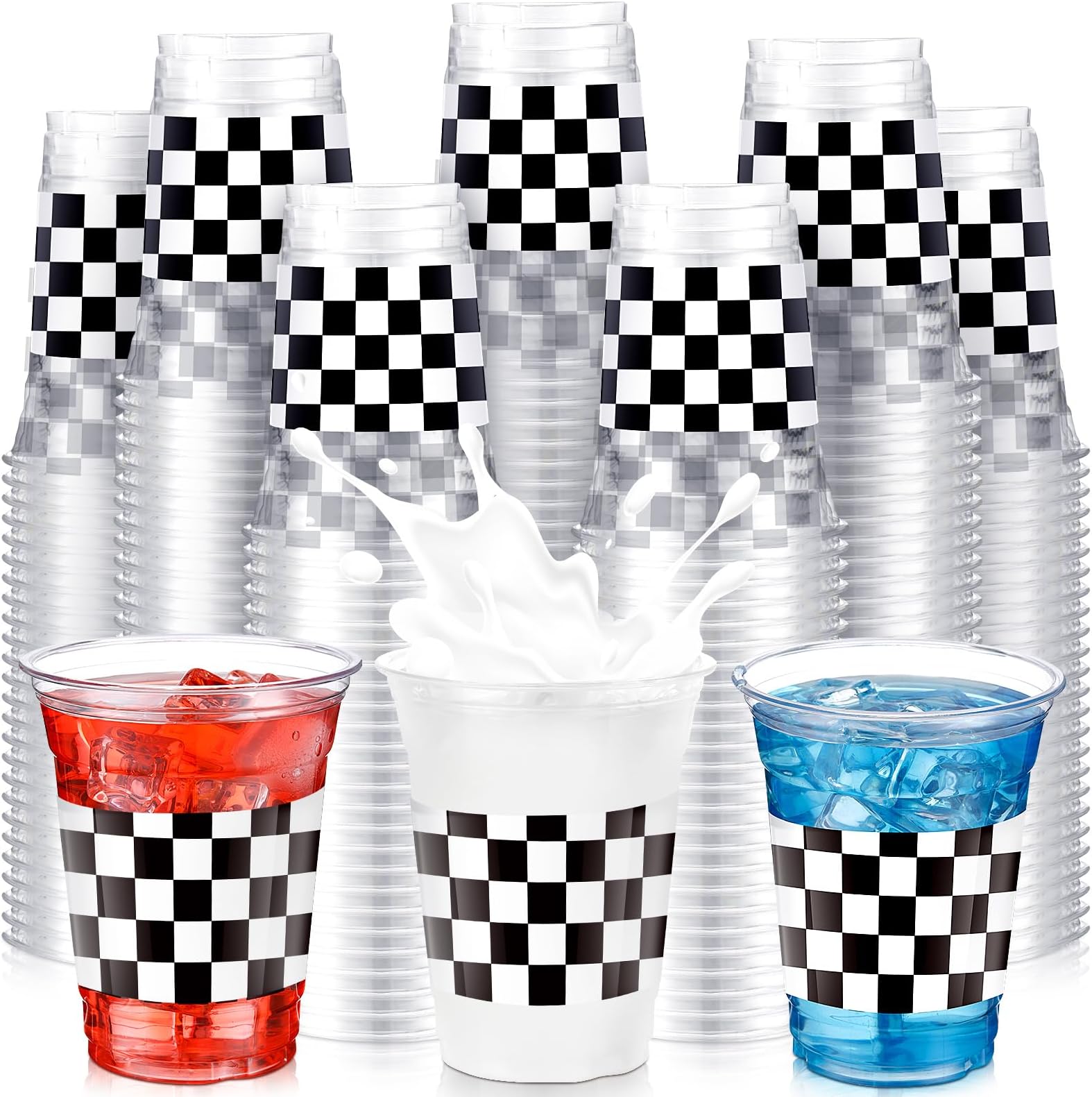 Amazon.com: peony man 50 Pcs Checkered Racing Party Plastic Cups 16 oz ...
