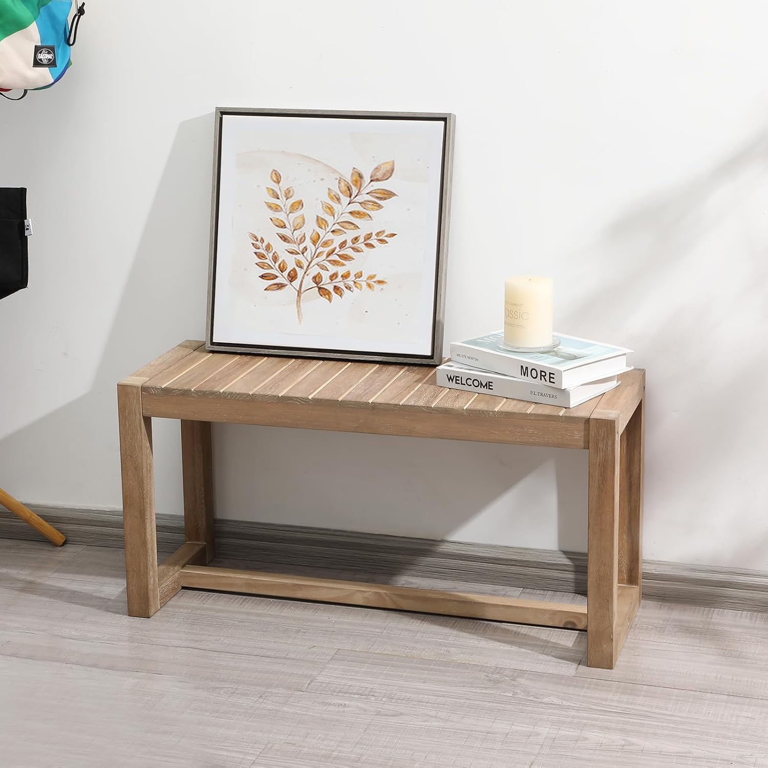 Amazon.com - Wnutrees Farmhouse Solid Wood Bench, 31" Line Pattern ...