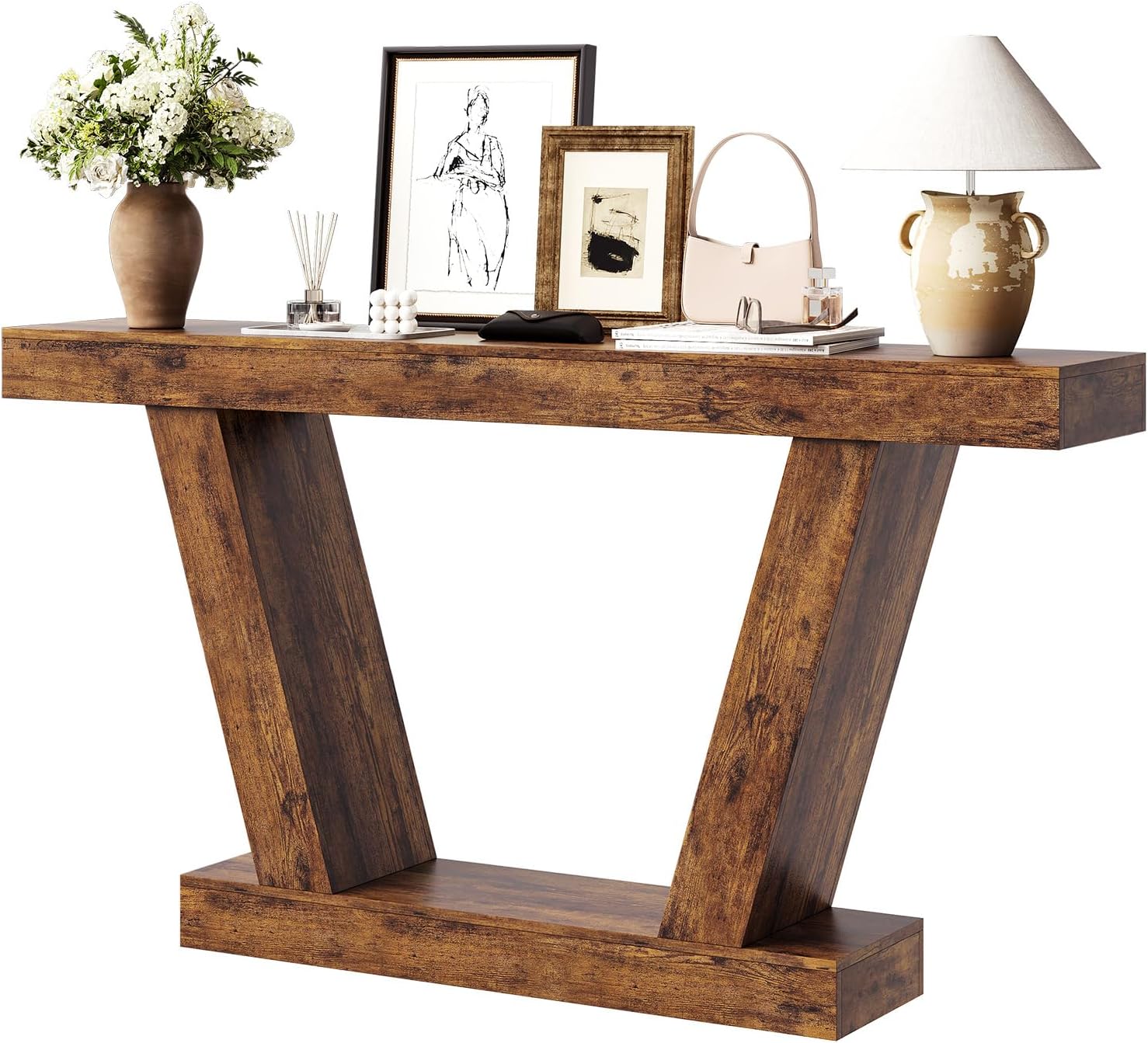 Amazon.com: Patikuin Console Sofa Table, 2-Tier Farmhouse Narrow Table ...