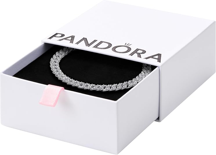 Amazon.com: PANDORA Timeless Pavé Cuban Chain Bracelet - Gift for Her ...