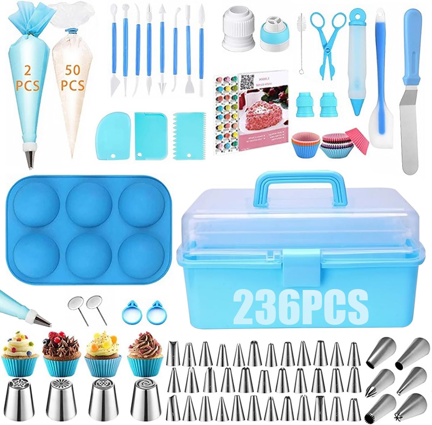 Cake Decorating Supplies Kit, 236PCS Cake Decorating Kit, 1 Storage Box ...