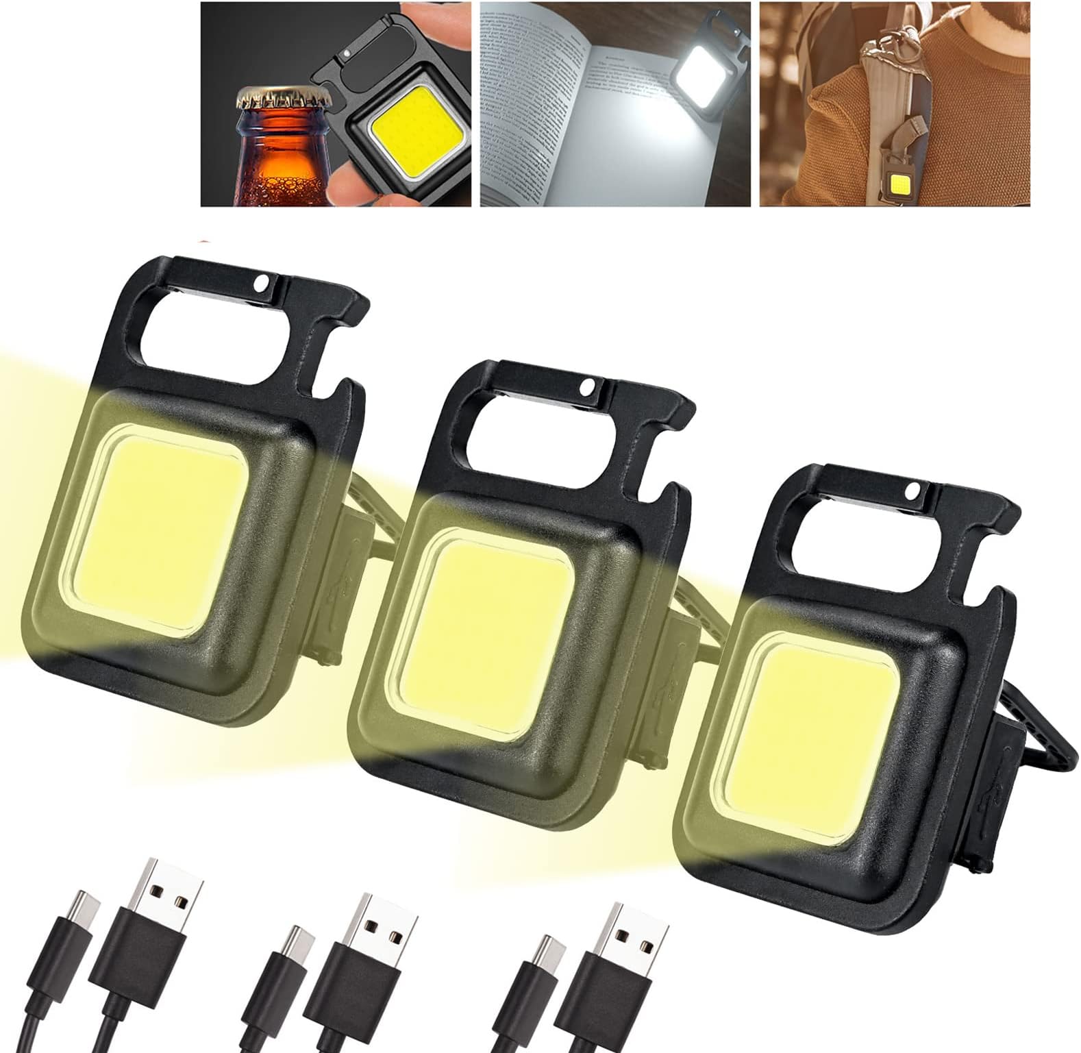 Mini LED Flashlight Torch, COB Rechargeable Keychain Small Flash Light ...