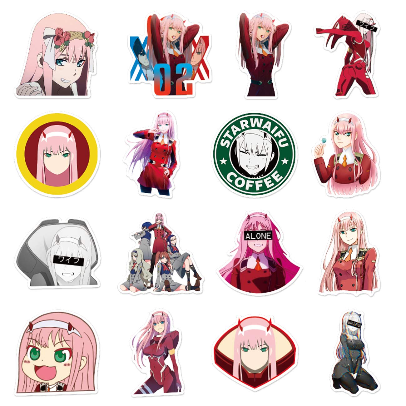Darling in The FRANXX 02 Stickers 100pcs Vinyl Waterproof Zero Two ...