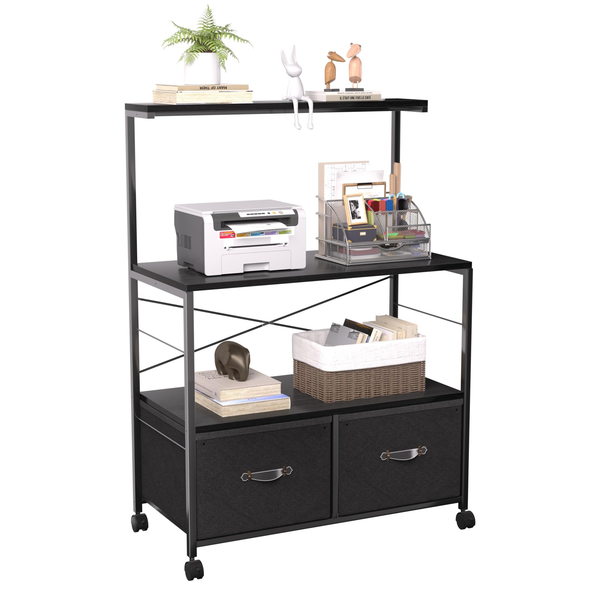 Amazon.com: VECELO Mobile Lateral File Cabinet, Rolling Printer Stand ...