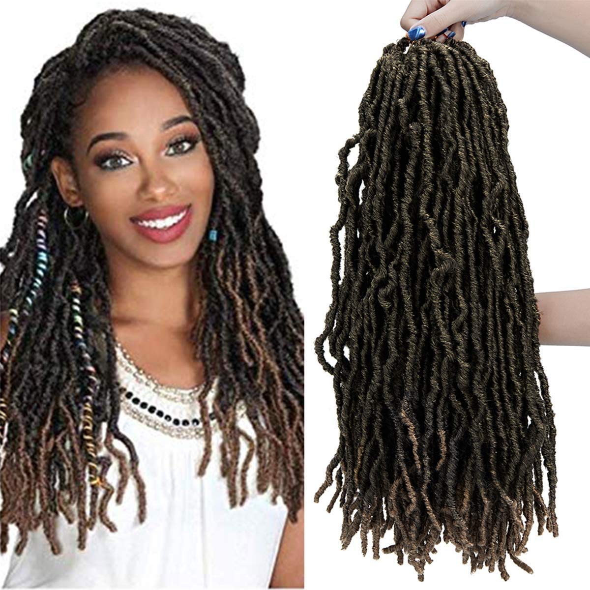 Buy 18 Inch Synthetic Nu Faux Locs Crochet Braids Hair 6 Pack/lot Curly ...