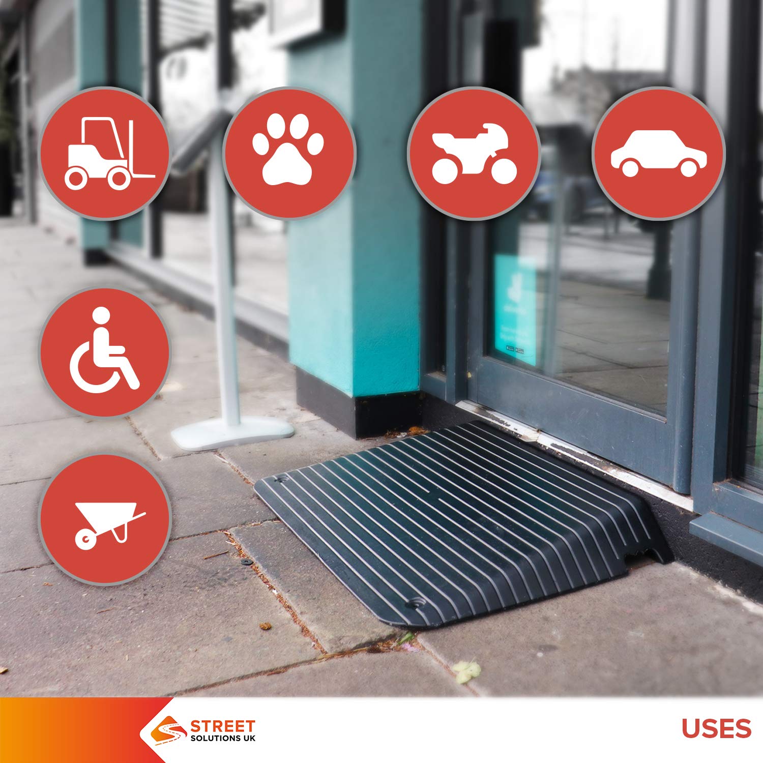 Rubber Threshold Door Step Ramp - 4 Inch Rise Doorway Mobility Entry ...