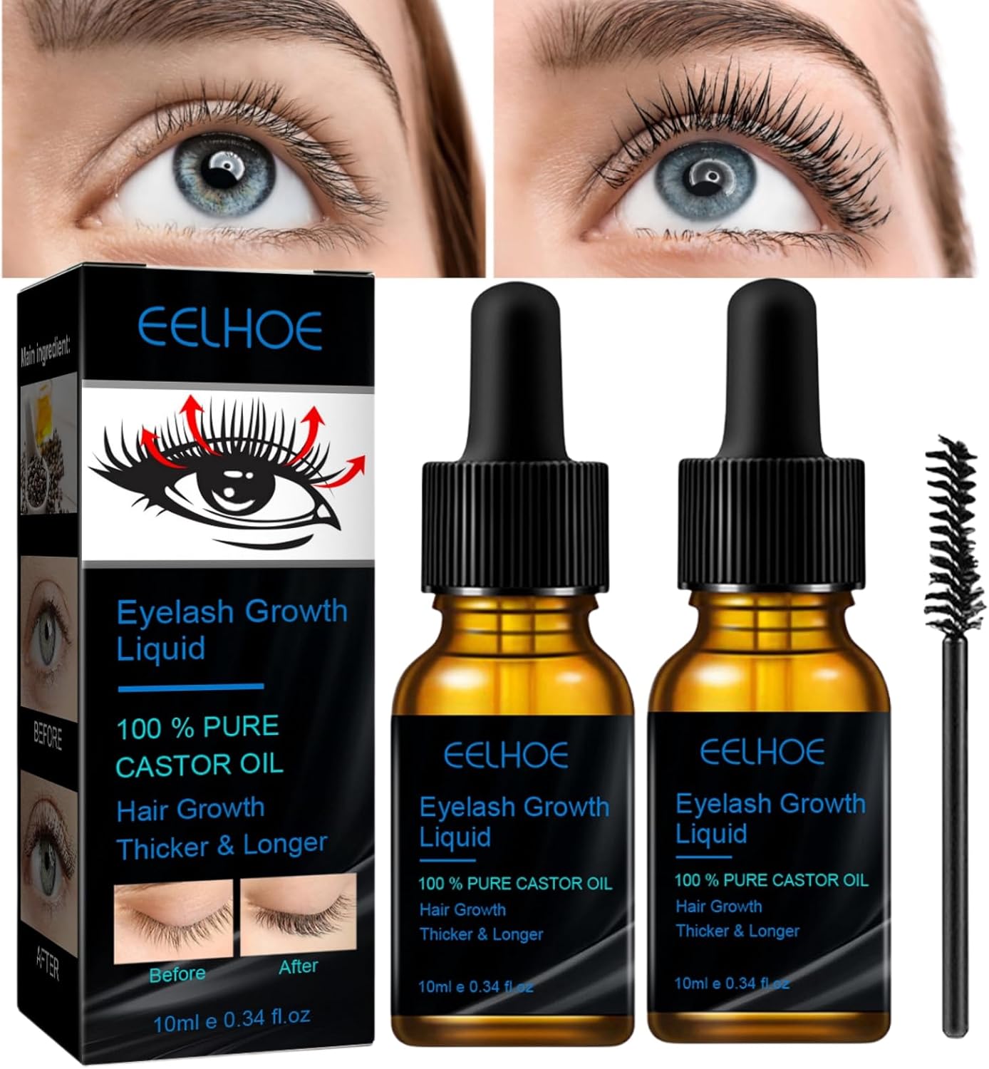 Eyelash Rapid Growth Serum Eyelash Enhancer 2pcs Rapid Lash Eyelash