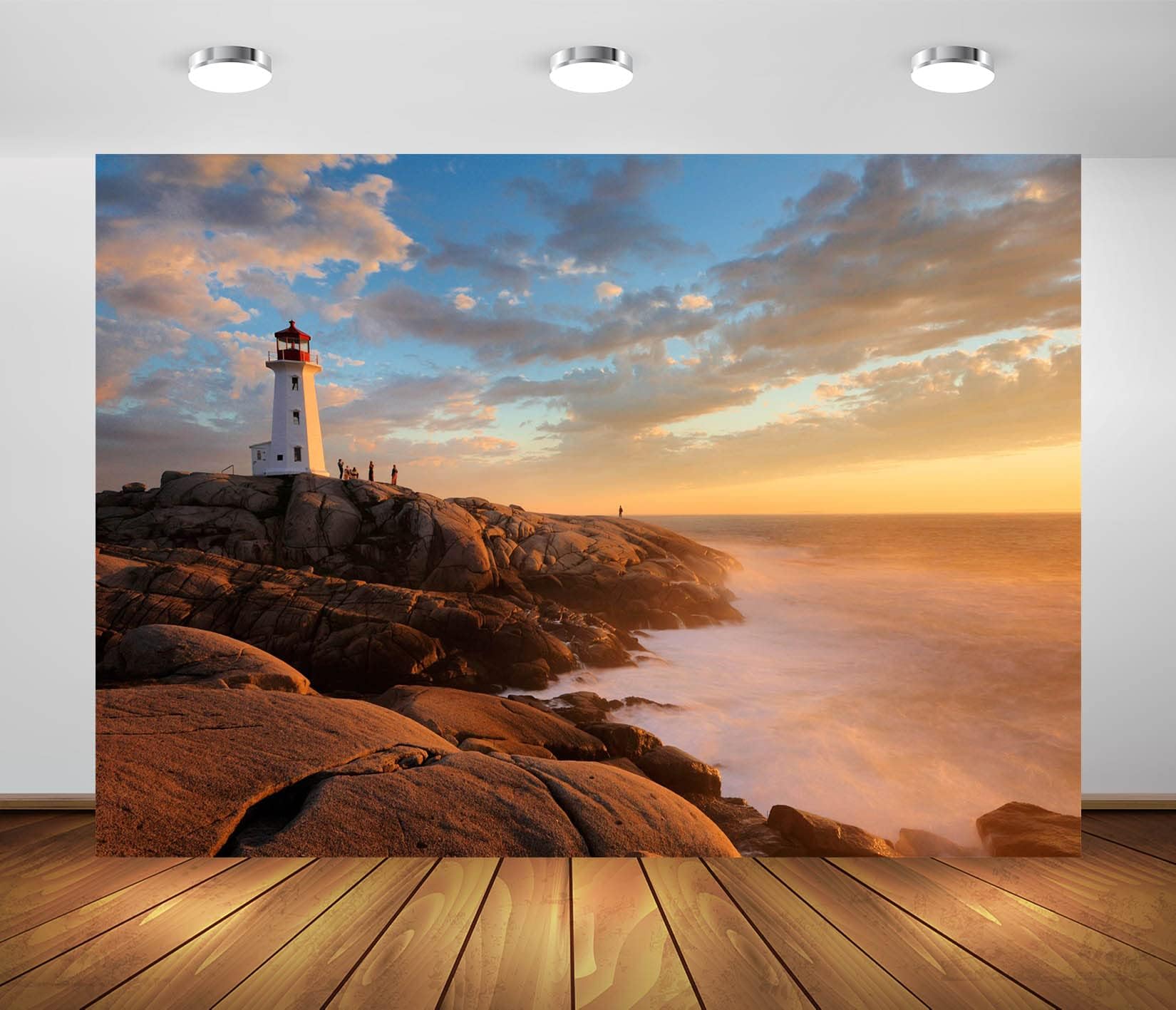 Amazon.com : BELECO 7x5ft Fabric Seaside Lighthouse Backdrop for ...