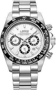 LOREO Mens Automatic Watch Silver Stainless Steel Sapphire Glass ...