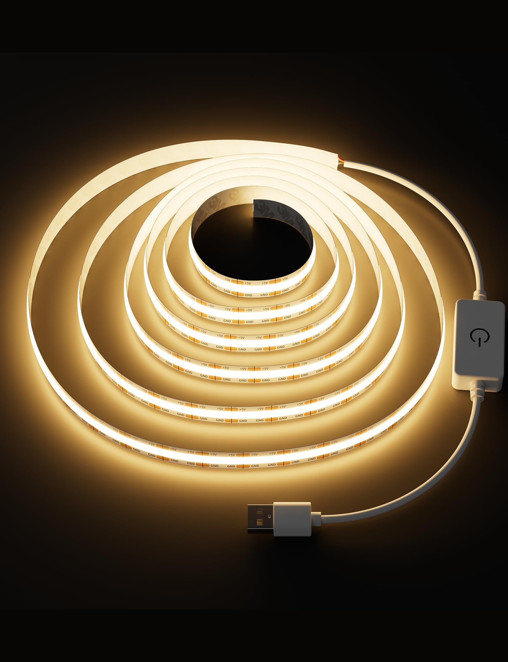 Amazon.com: MIWISE COB LED Strip Light 2700K Warm White 6.56ft/2m,5V ...