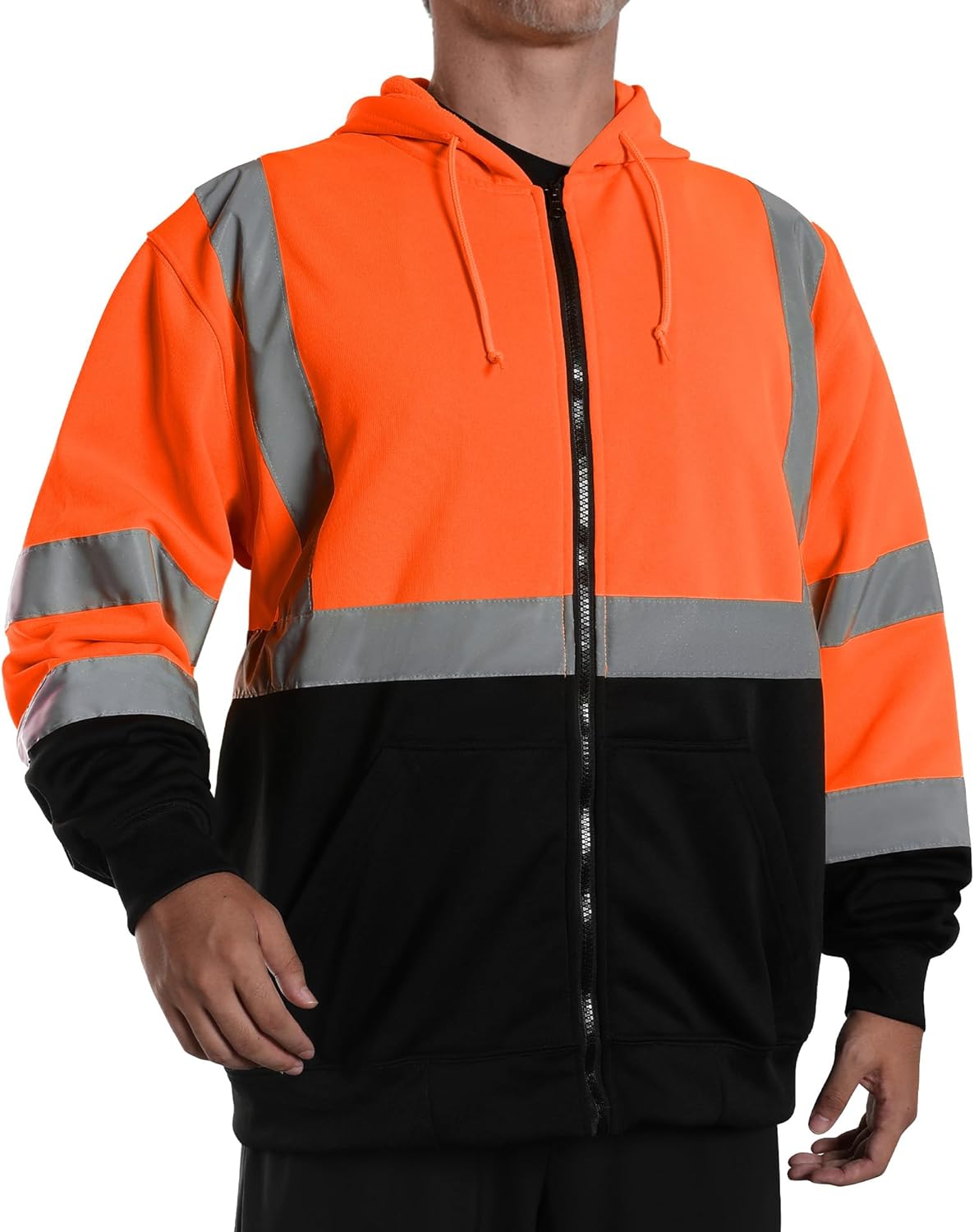 Amazon.com: SHORFUNE Hi Vis Hoodies Safety Jackets with Black Bottom for Men - Class 3 ...