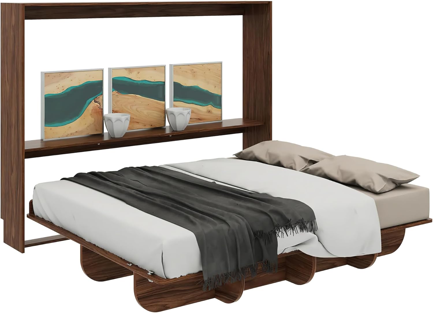 Amazon.com: Lori Beds Queen Size Murphy Bed, Horizontal Hideaway Wall ...