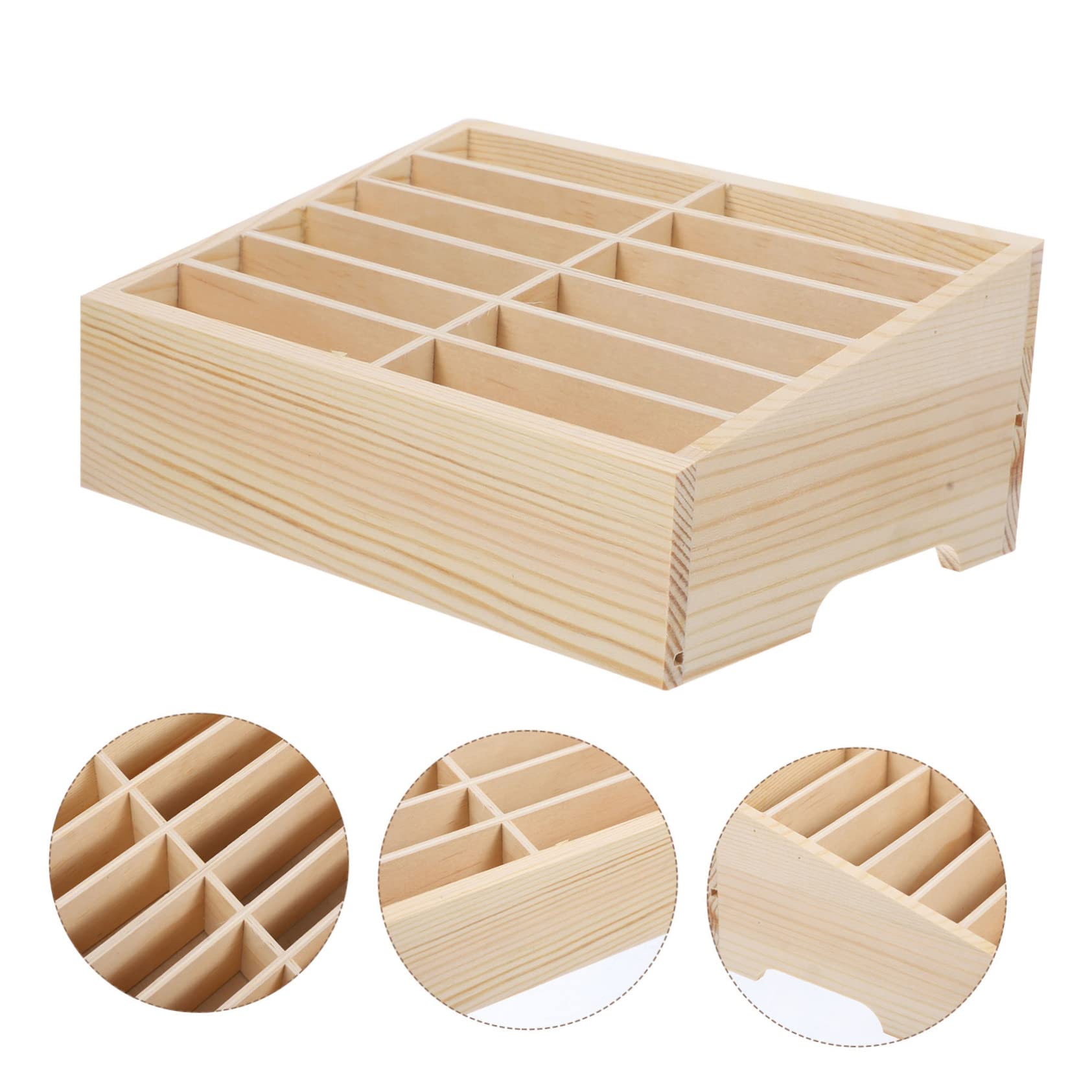 STOBOK Box Mobile Phone Storage Box Desktop Calculator Wooden Display ...