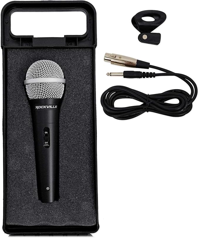 Amazon.com: Rockville High-End Metal DJ Handheld Wired Microphone Mic w ...