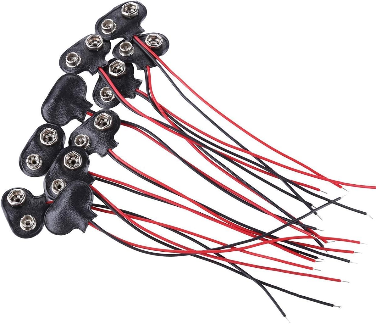 Amazon.com: 10 Pack 9V Battery Clip Connector, T Type Faux Leather Long ...