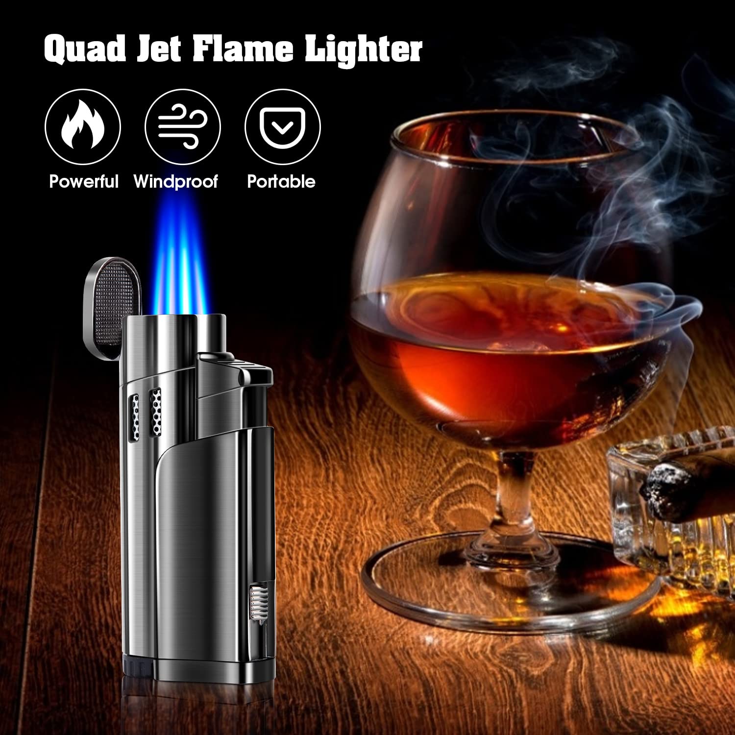 Snapklik.com : LcFun Torch Lighter Fuel Refillable Lighters 4 Jet Lighter