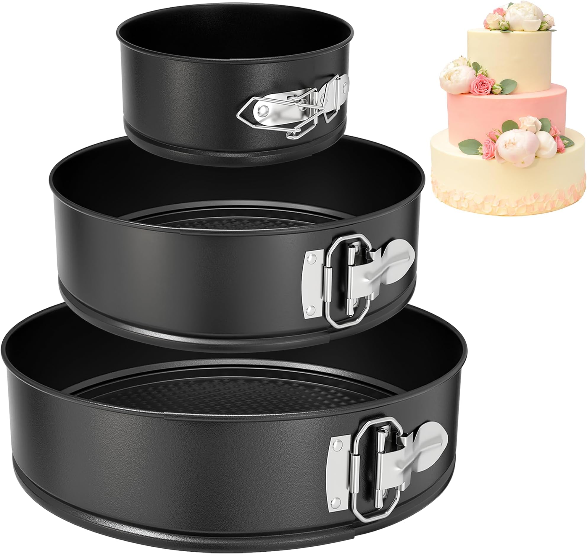Amazon.com: Iimin Cake Pan Set for Baking，3 Round Nonstick Removable ...