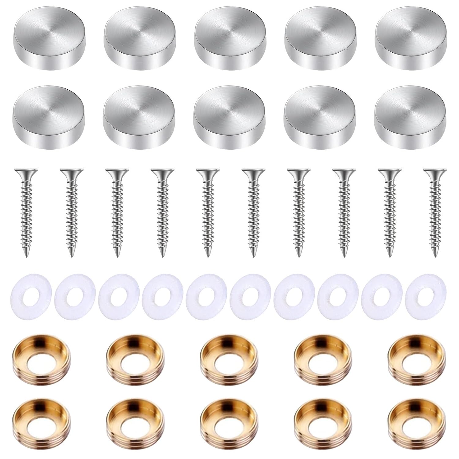 40 Sets Mirror Screws,16mm Stainless Steel Mirror Screws,Polished ...