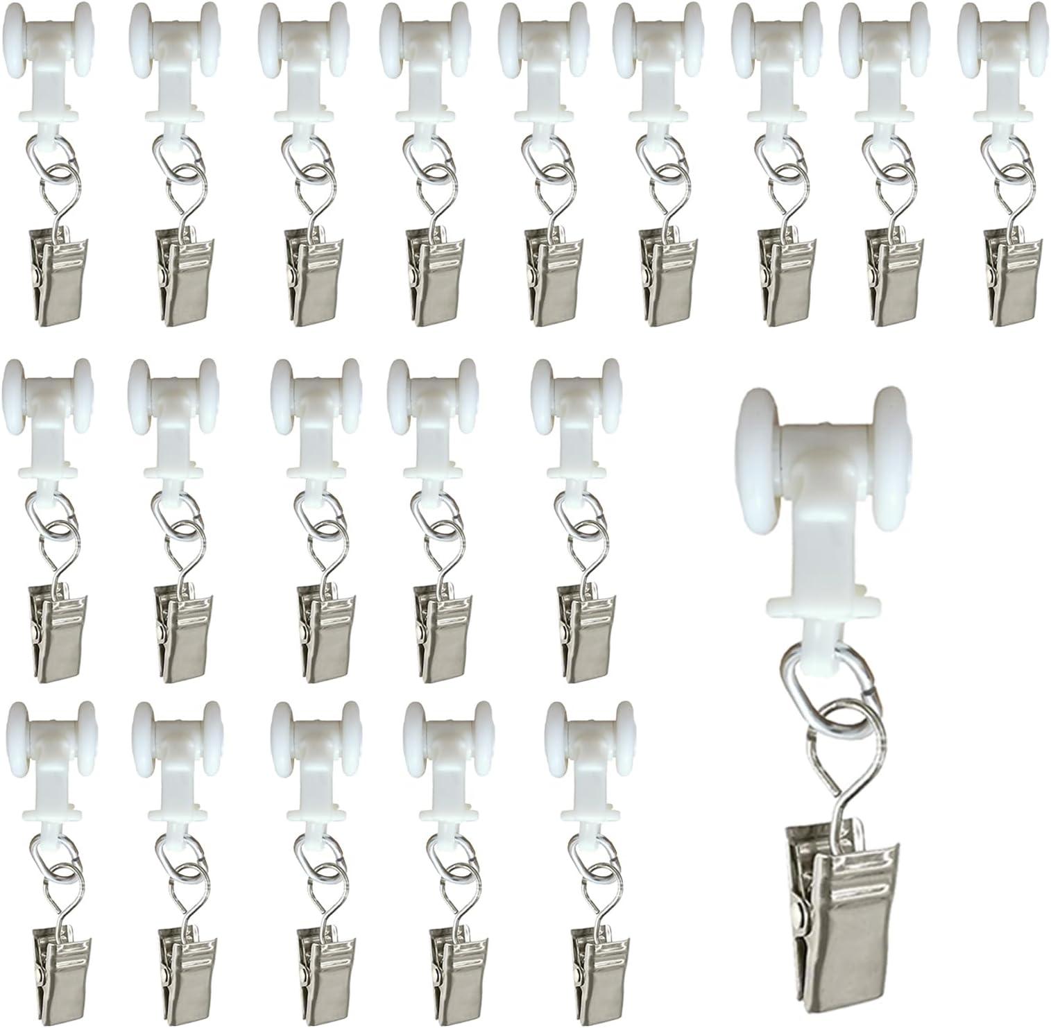 Amazon.com: 20Pack Curtain Track Gliders Hooks- Dual Wheel Roller ...