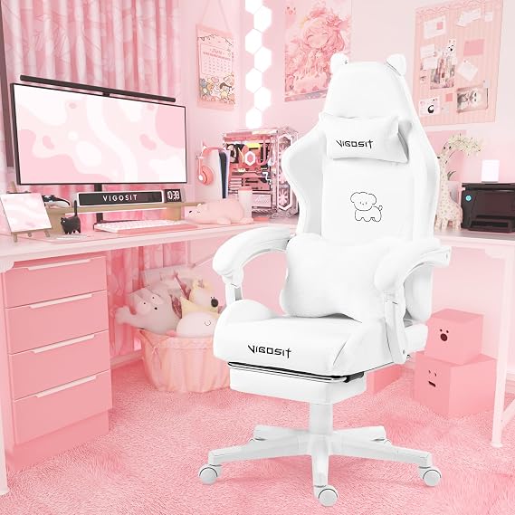 Amazon.com: Vigosit White Dog Gaming Chair - Kawaii Design for ...