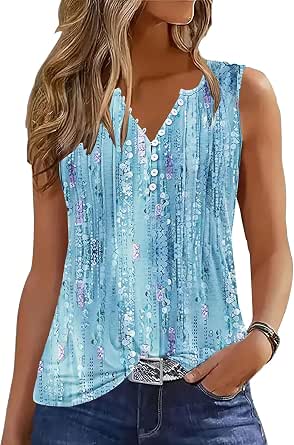 Amazon.com: Tank Tops for Women 2025 Summer Top Pleated Shirts Dressy ...