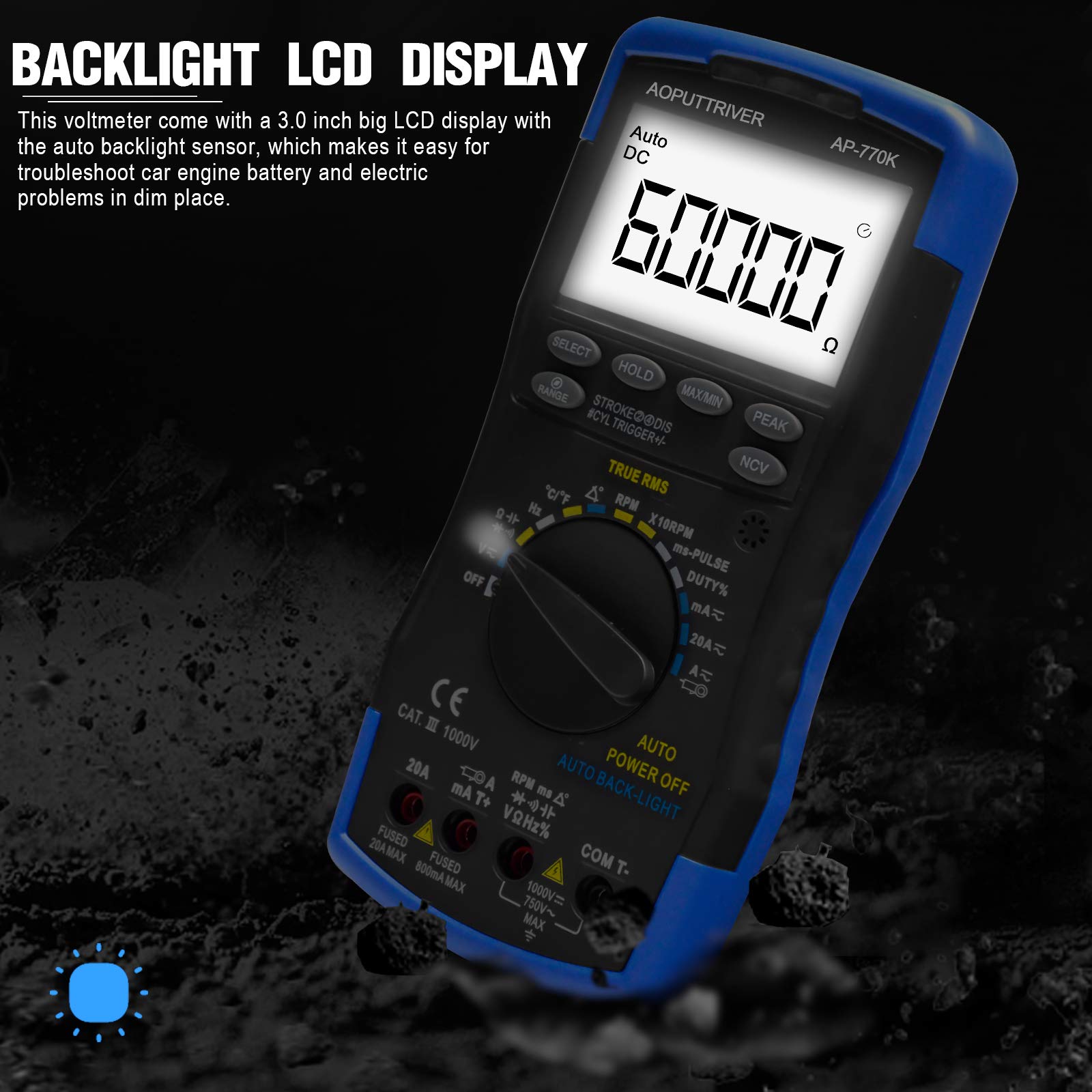 Digital Automotive Multimeter Tester AOPUTTRIVER AP-770K Auto Ranging ...