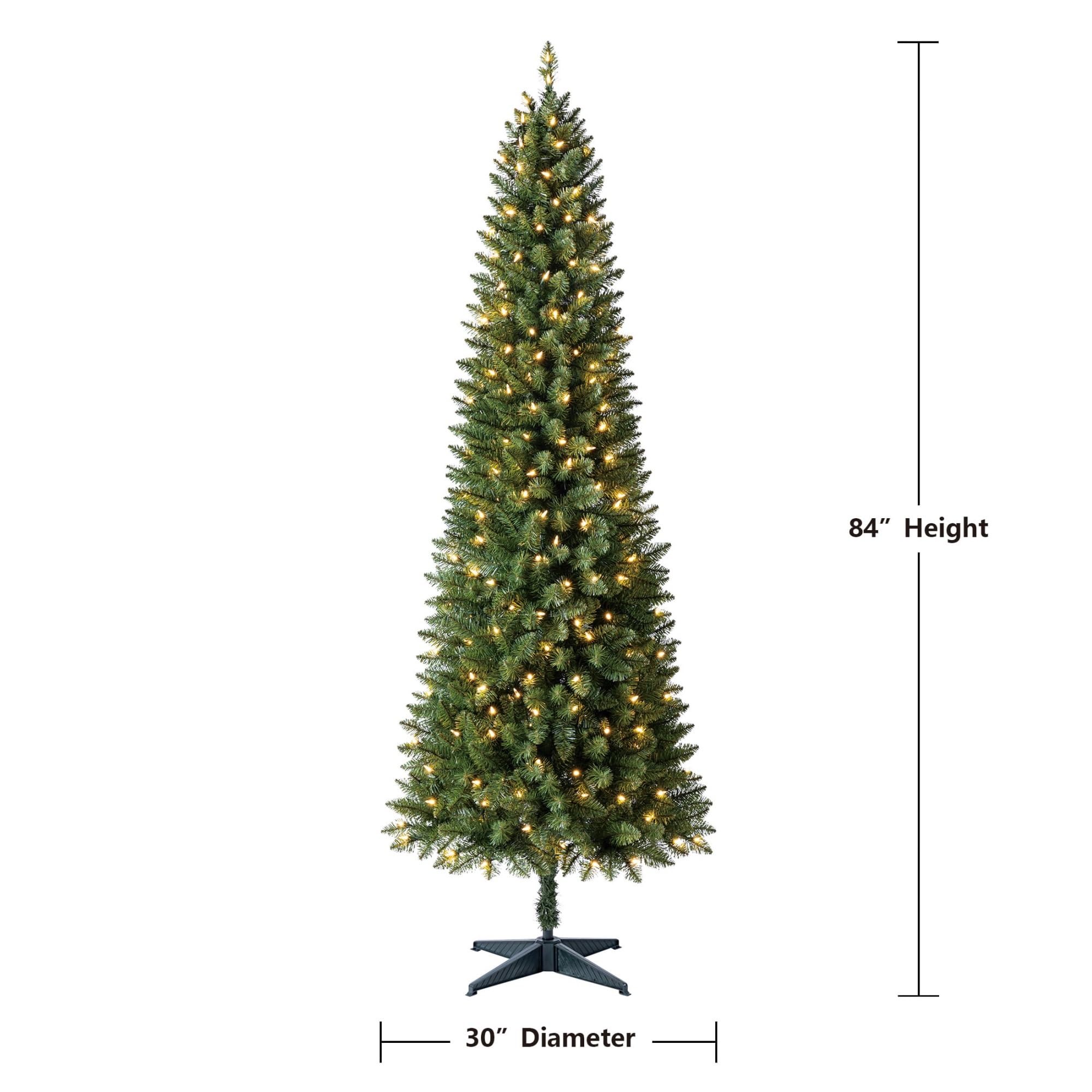 7 ft Pre-Lit Brinkley Pencil Pine Artificial Christmas Tree, Clear LED ...
