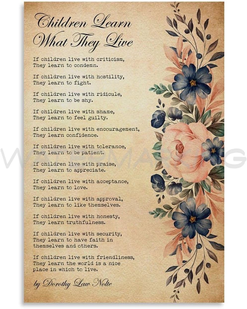 Amazon.com: Generic Children Learn What They Live Poster,Dorothy Law ...