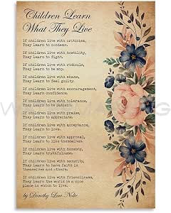 Amazon.com: Generic Children Learn What They Live Poster,Dorothy Law ...